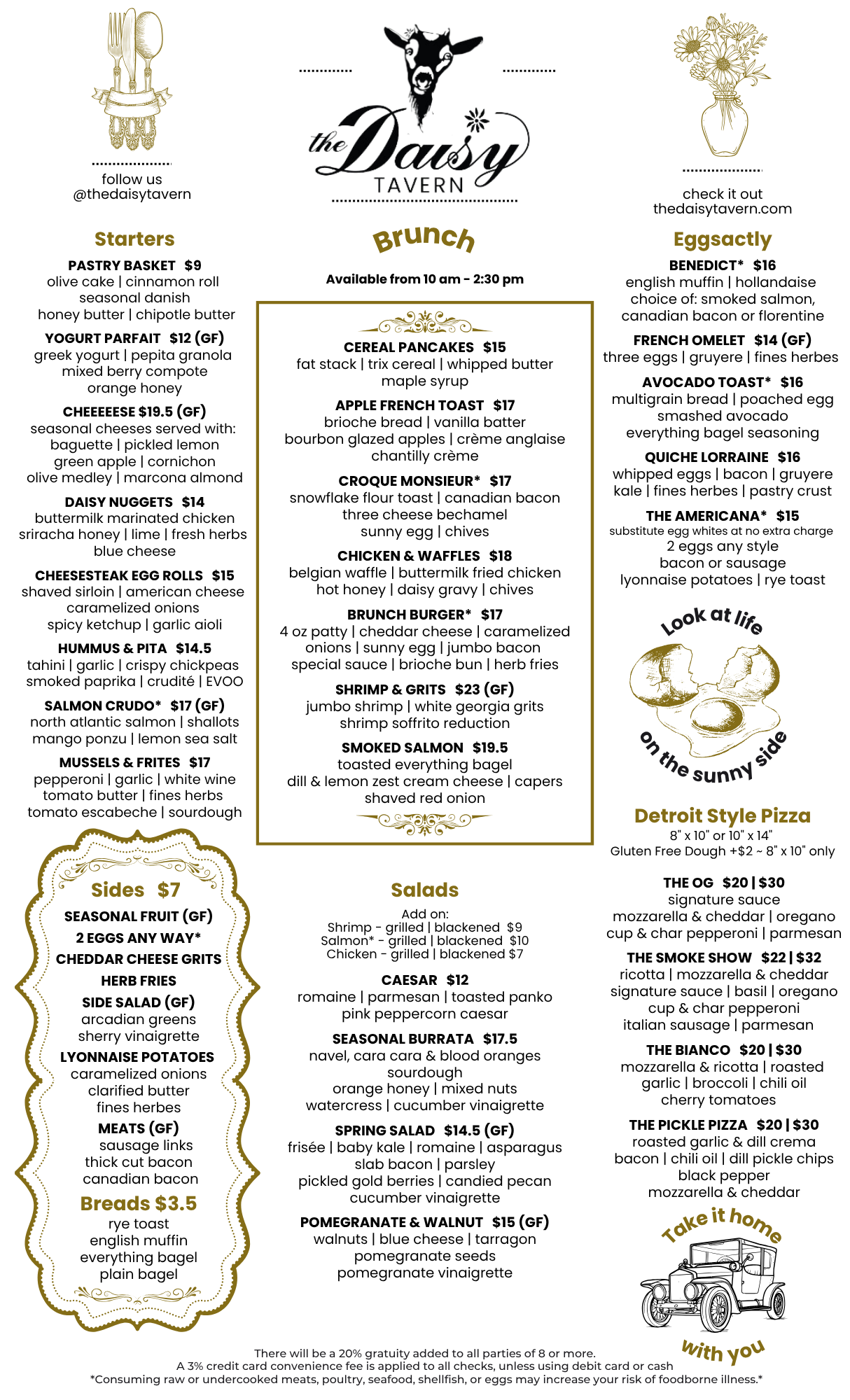 Menus | The Daisy Tavern in Conshohocken, PA